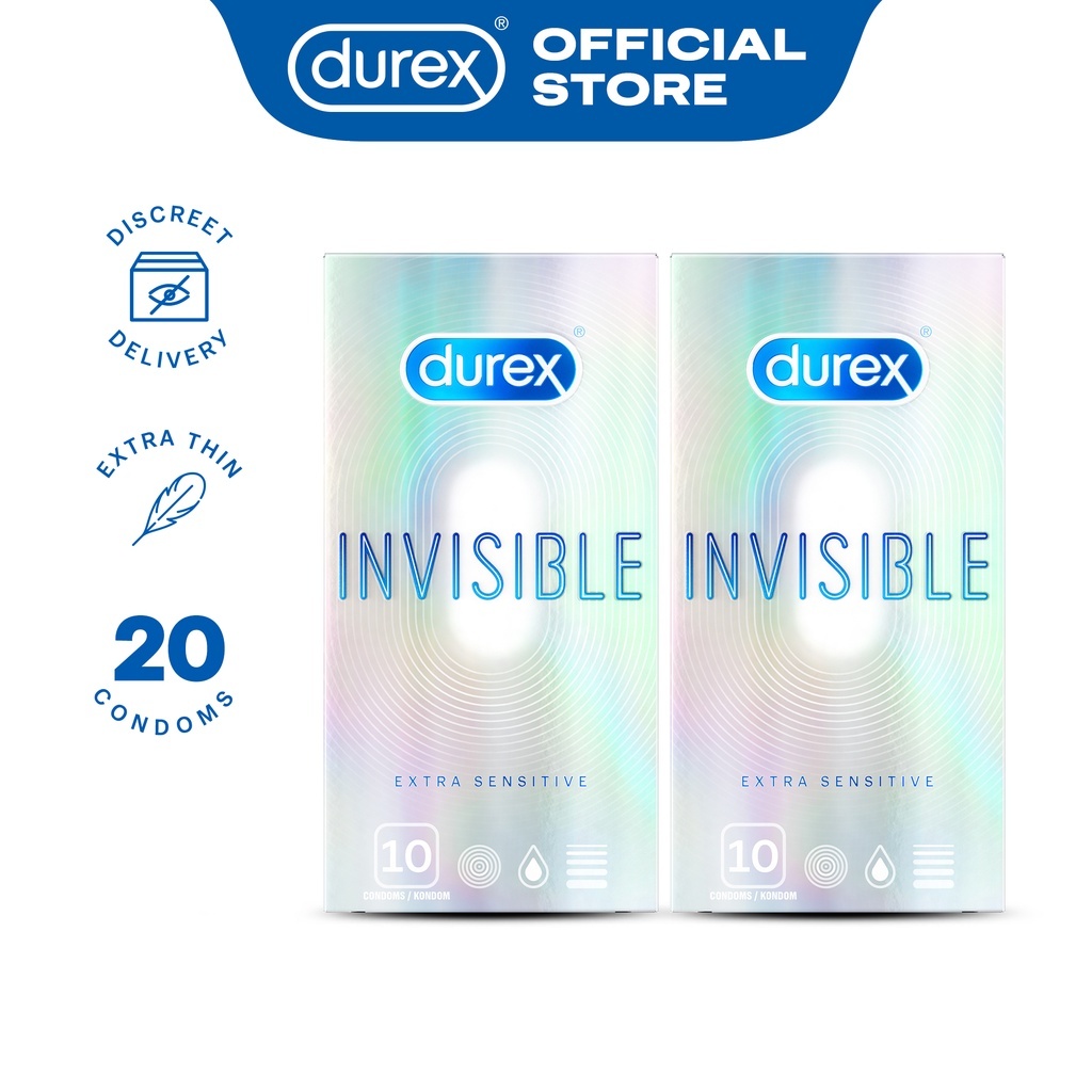 Durex Invisible Extra Thin Extra Sensitive Lubricated Condoms 10s (Set ...