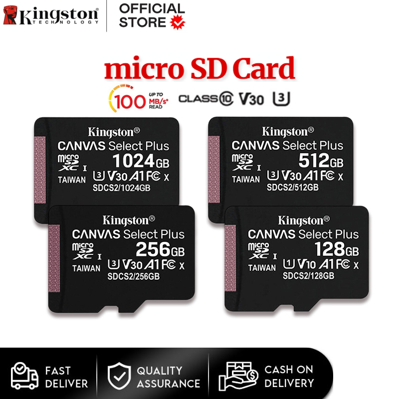 Kingston Canvas Select Plus Micro SD Card 128GB 256GB 512GB 1TB Memory Card with Android A1 ...