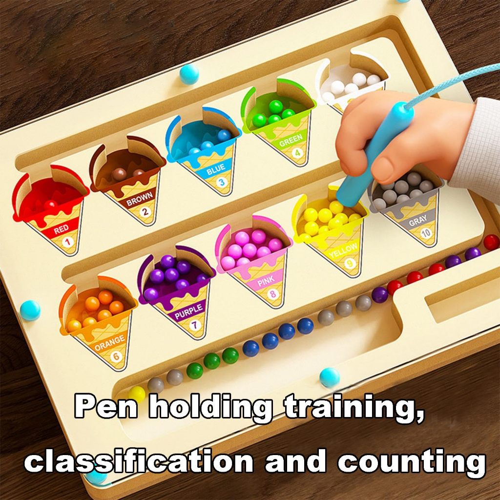 Color Classification Number Maze Game For Toddler Magnetic Board Beads ...