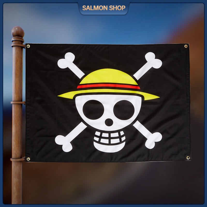 90x60cm One Piece Luffy Flag Polyester Straw Hat Pirate Flag Jolly ...