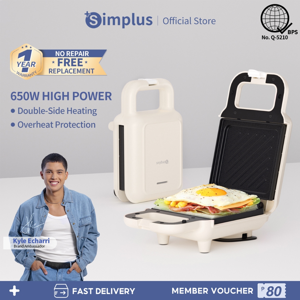 Simplus Sandwich Maker Non-stick MultiFunctional Bread Toaster | Shopee ...