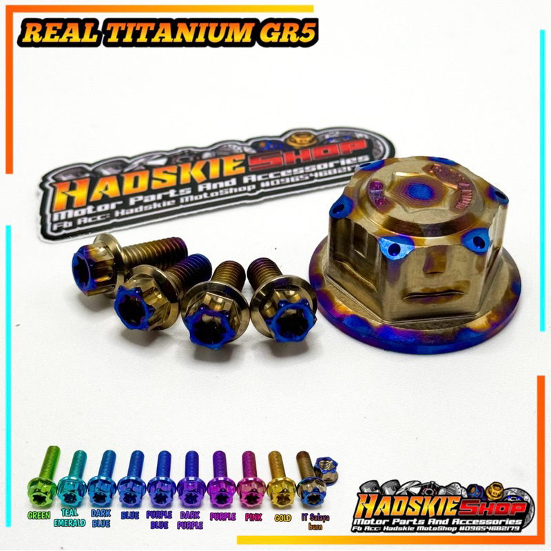 REAL TITANIUM GR5 NMAX/AEROX REAR WHEEL NUT AND BOLTS SET (5pcs set ...
