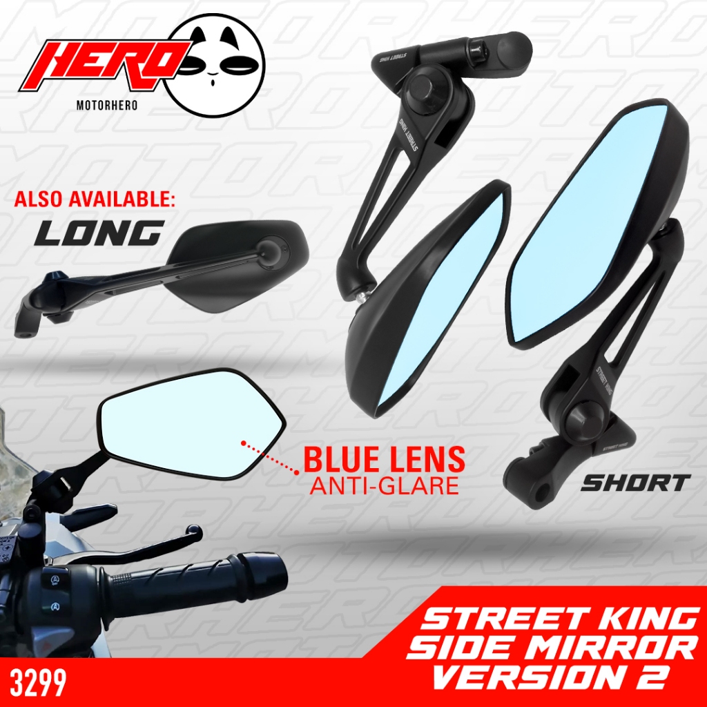 Motorcycle Street King Side Mirror Blue Lens Anti-Glare V2 | Shopee ...