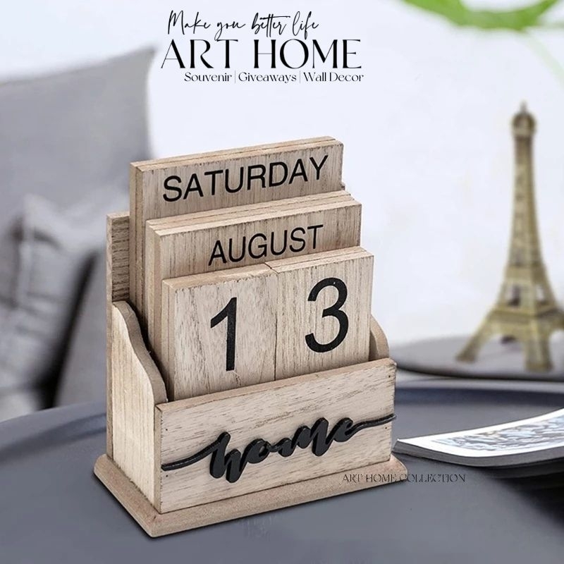 Wooden Flip Desk Blocks Calendar, Perpetual Plank/ Table Calendar ...