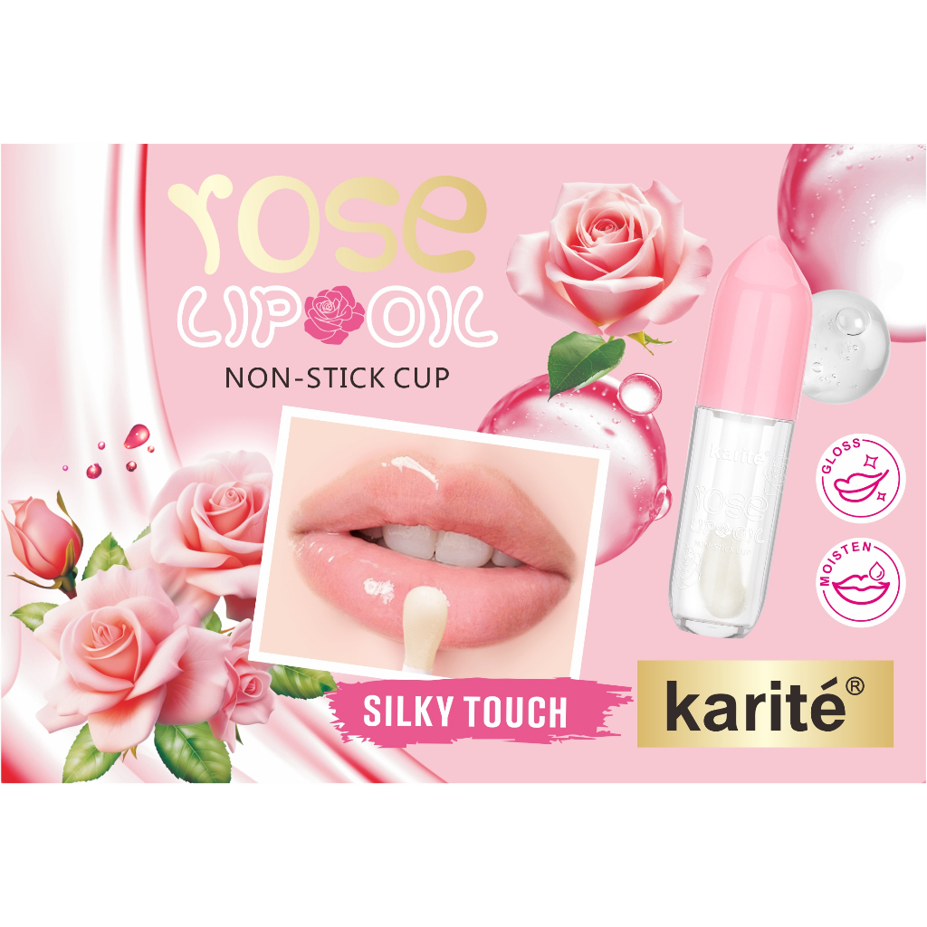 Karite 4ml Rose Lip Oil Moisturizing Shine Shimmer Plumping Tint Care Gloss | Shopee Philippines