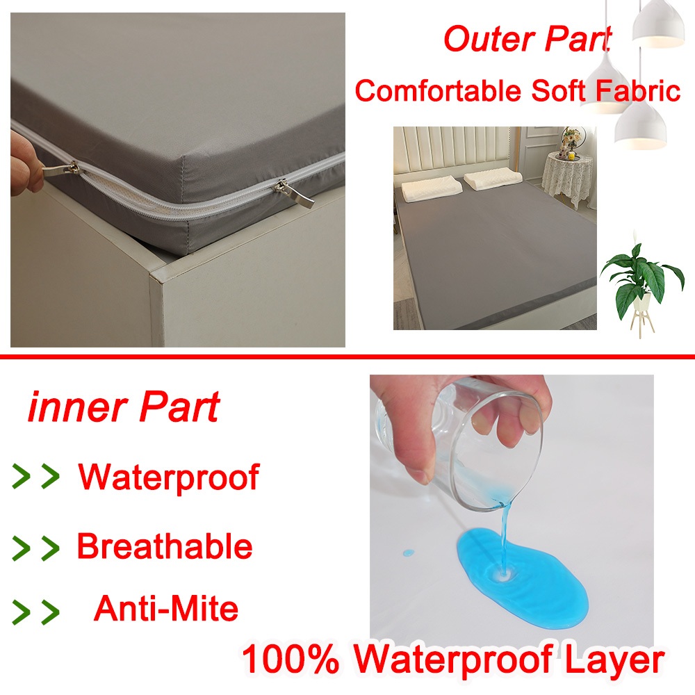 100% Waterproof Uratex Foam Cover with Long Zipper 2/4/6/8 Inches ...