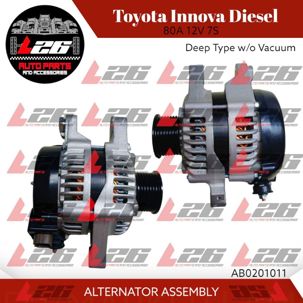 Toyota Innova Diesel Alternator Assembly 80A 12v 7S Deep Type w/o ...