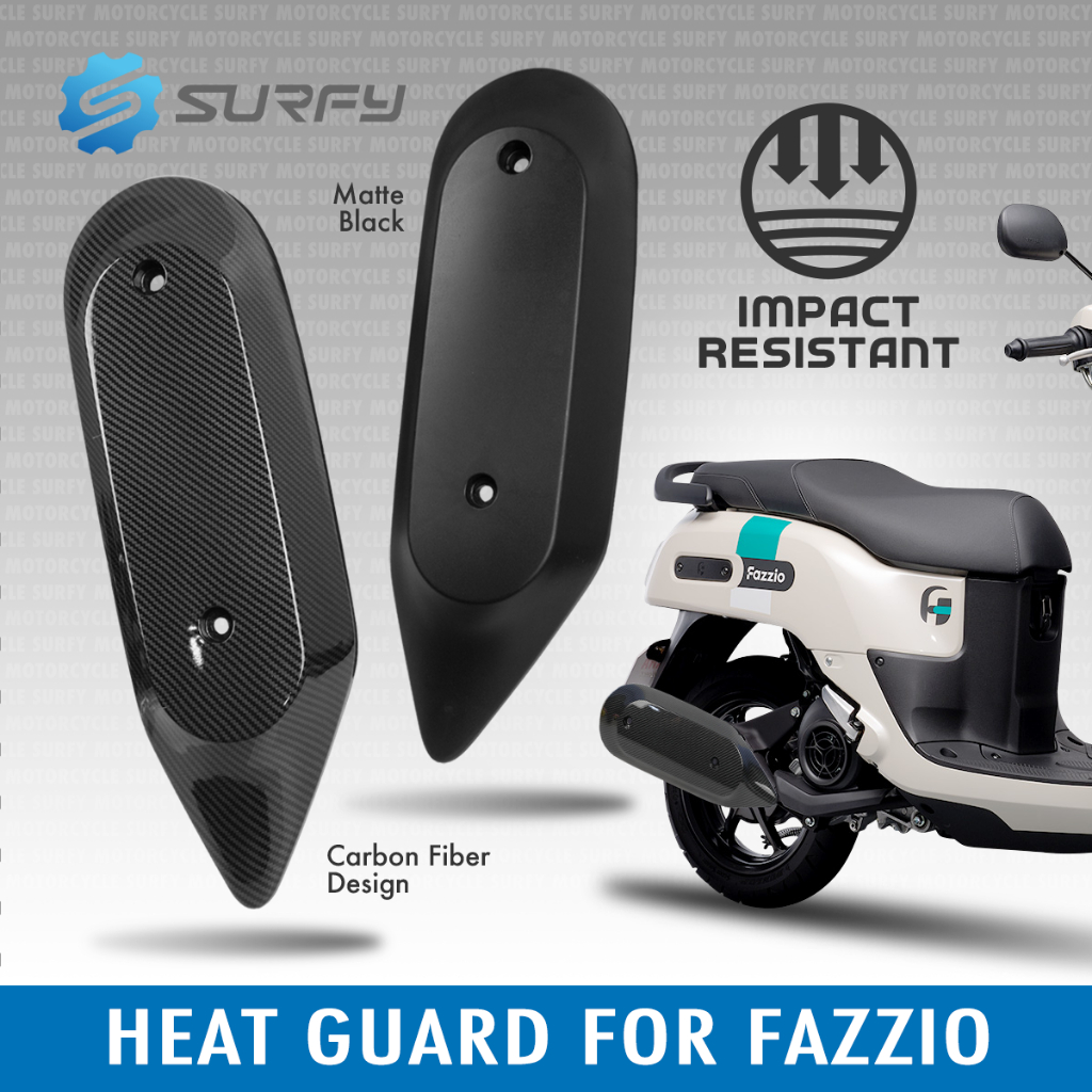 Mio Fazzio Heat Guard Muffler Cover ABS Plastic 6D Carbon Fiber Impact ...