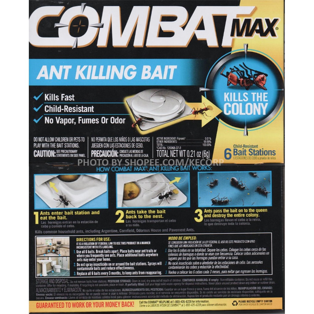 Combat Ant Killing Bait 6 Station - USA Brand, Made in KOREA 0.21oz 6g ...