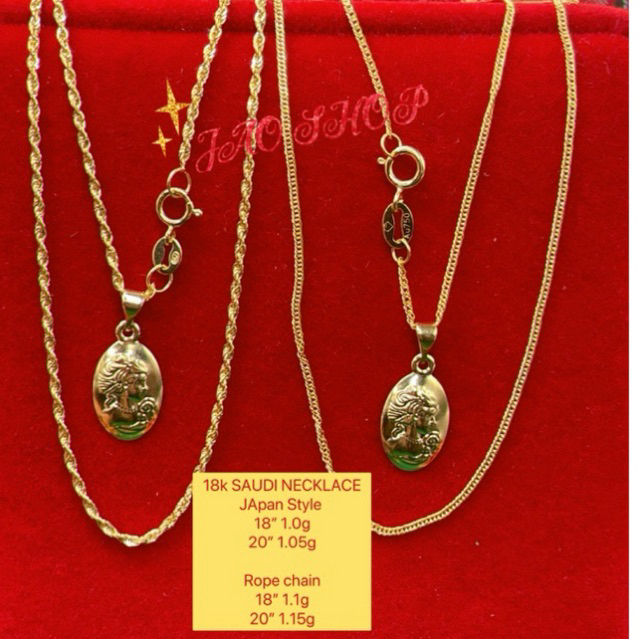 PAWNABLE 18k SAUDI GOLD NECKLACE CHAIN W/PENDANT | Shopee Philippines