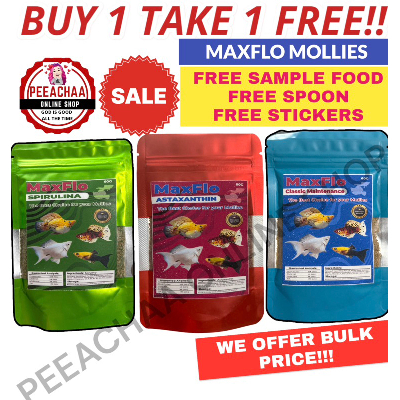 Maxflo Mollies Molly fish food feeds Classic astaxantine and spirulina ...