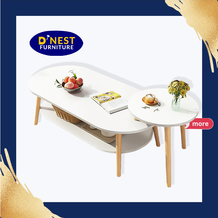 Living room coffee table combination Nordic oval coffee table Double ...