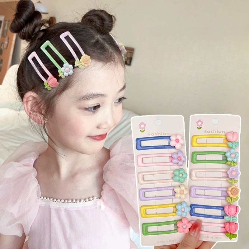 6PCS/SET Korean Heart Hair Clip Set Cute Bb Clip Color Flower Fruit ...