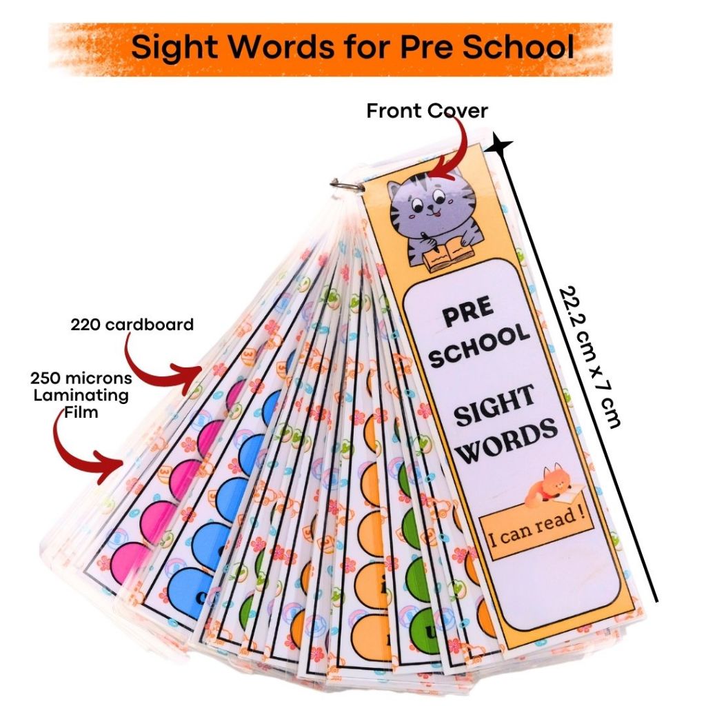 Sight Word Flashcards for Pre-School, Kinder, Grade 1, Grade 2, Grade 3 ...