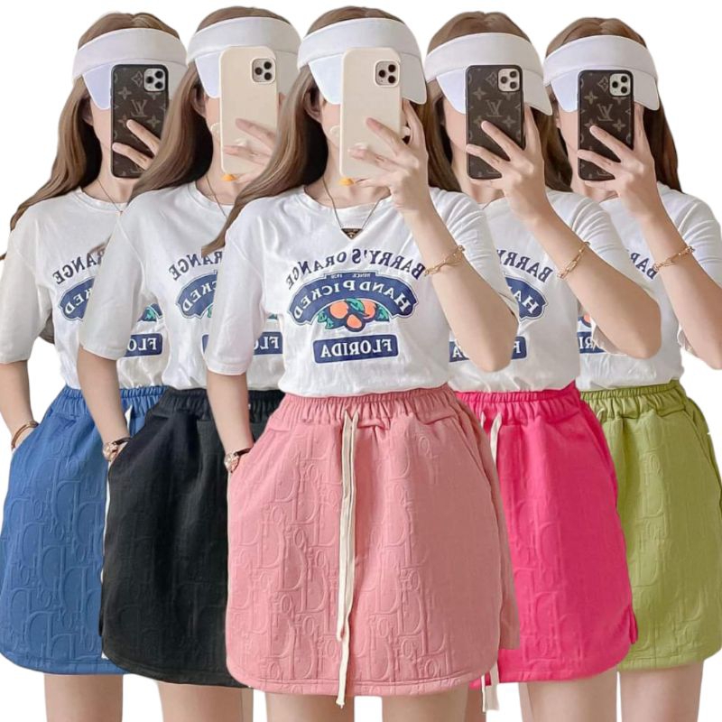 Embossed Skorts Jaquard Palda Short Skirt with Pocket Full Garterized ...