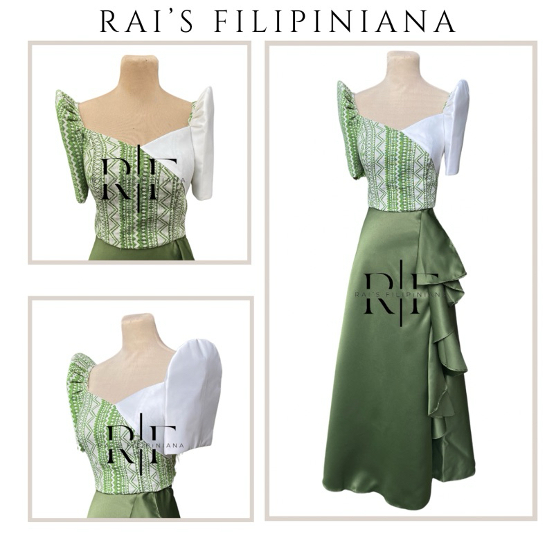 Modern Filipiniana Ethnic Katie with Raffles Skirt | Shopee Philippines