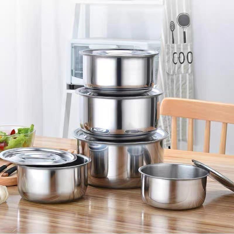 5PCS Stainless Steel Stock Pot Set Cookware | Shopee Philippines