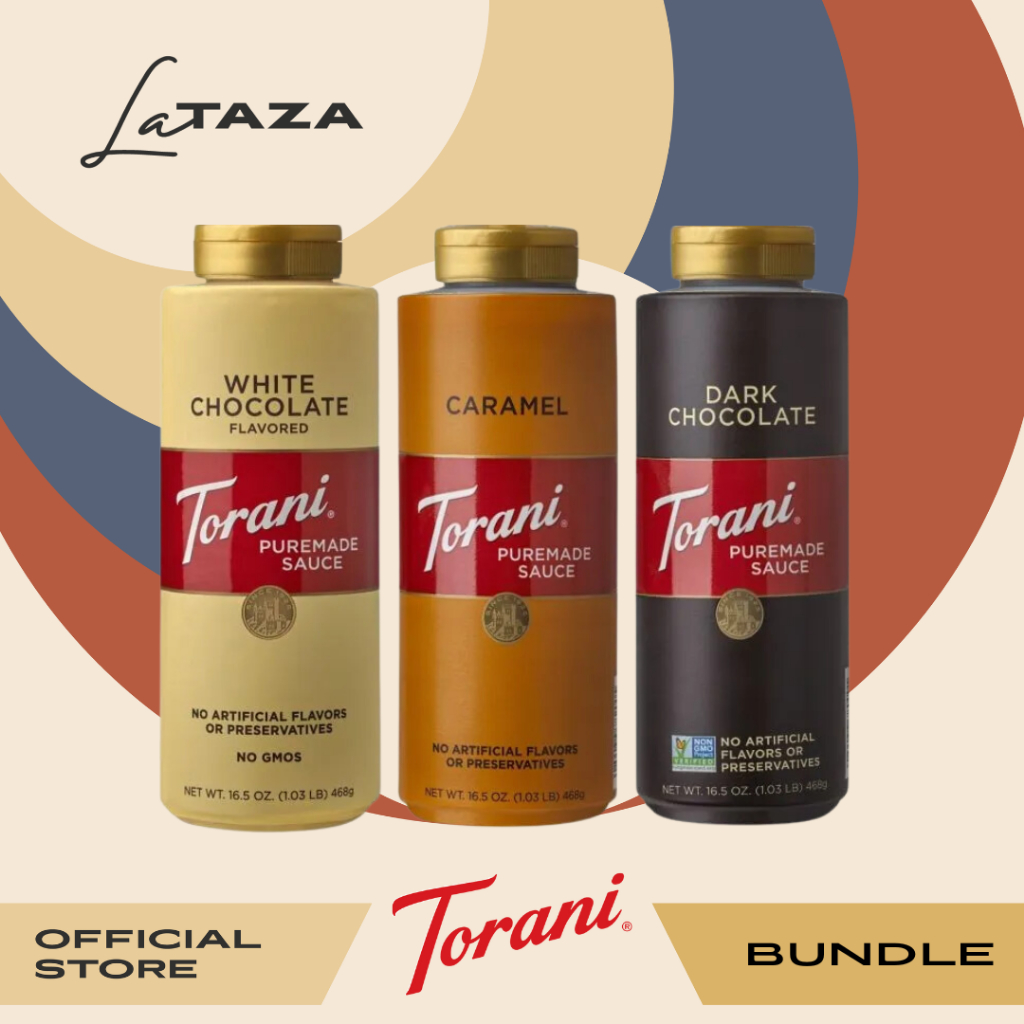 Torani Puremade 16.50oz Sauce Set (White Choco, Caramel & Dark Choco ...