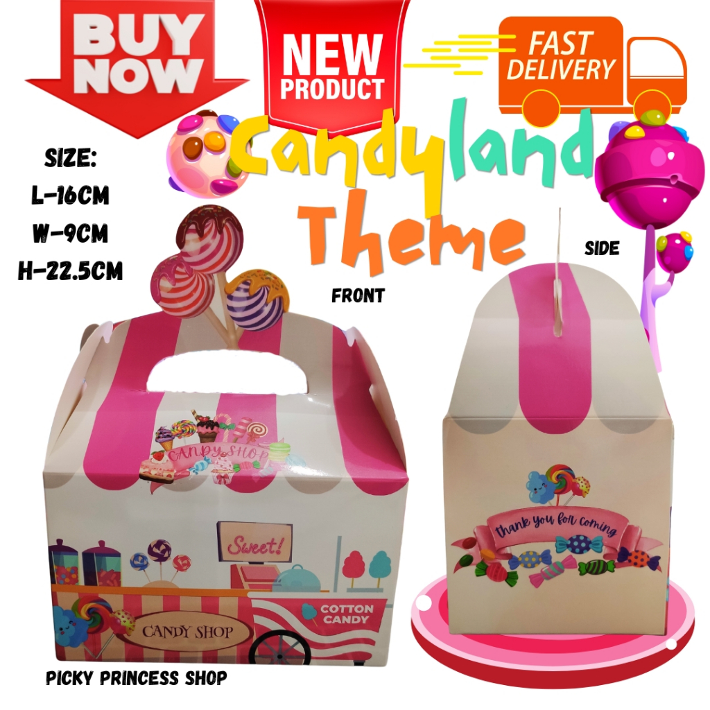 Candyland Party Favor Box Colorful Lollipop Loot Boxes Supplies Candy ...