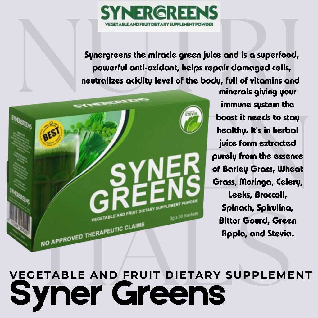 Synergreens Vegetable and Fruit Dietary Supplement Powder 30sachets ...