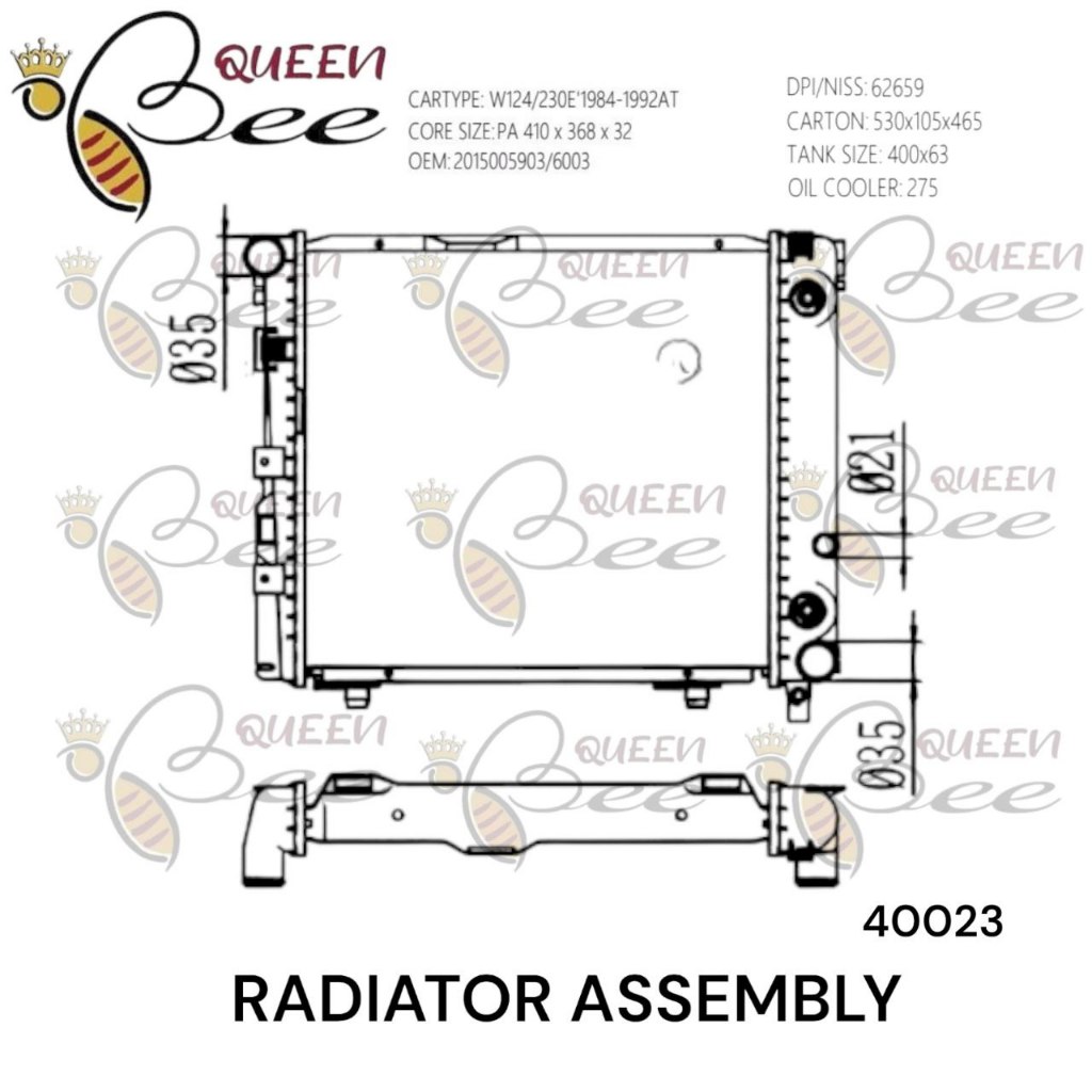 QUEENBEE 40023 Benz W124/230E Radiator Assembly A/T 2ROWS (Polar ...