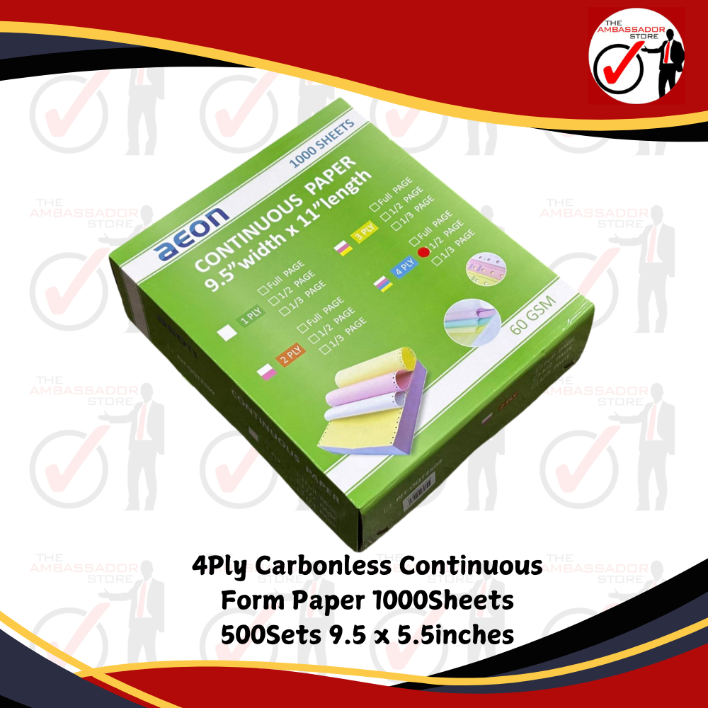 AEON 4Ply Carbonless Continuous Form 60gsm 1/2 Page 1000Sheets 500Sets ...