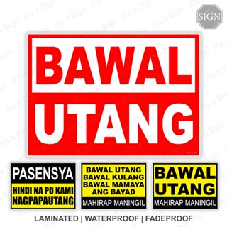 Bawal Utang Tindahan Sign - Laminated Signage Labels - A4 Size | Shopee ...
