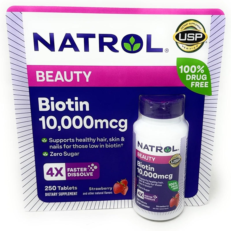 Natrol Biotin 10000 Mcg Fast Dissolve Tablets Strawberry 250 Tablet 6257