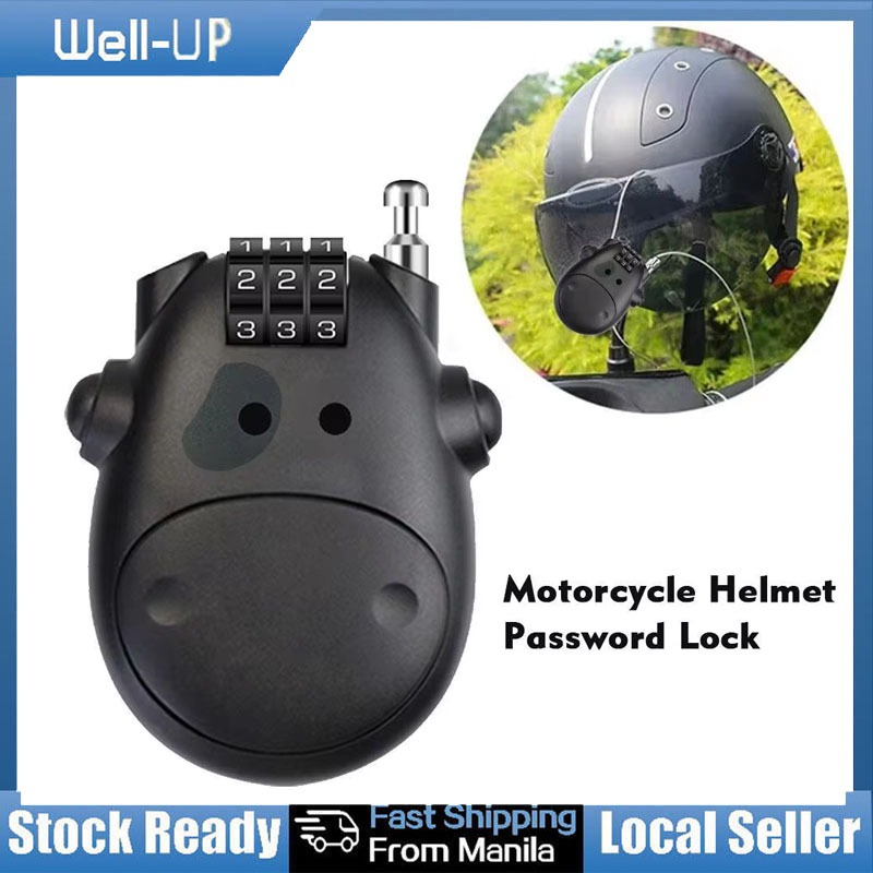 Motorcycle Helmet Password Lock Telescopic Wire Rope Code Lock Bicycle ...