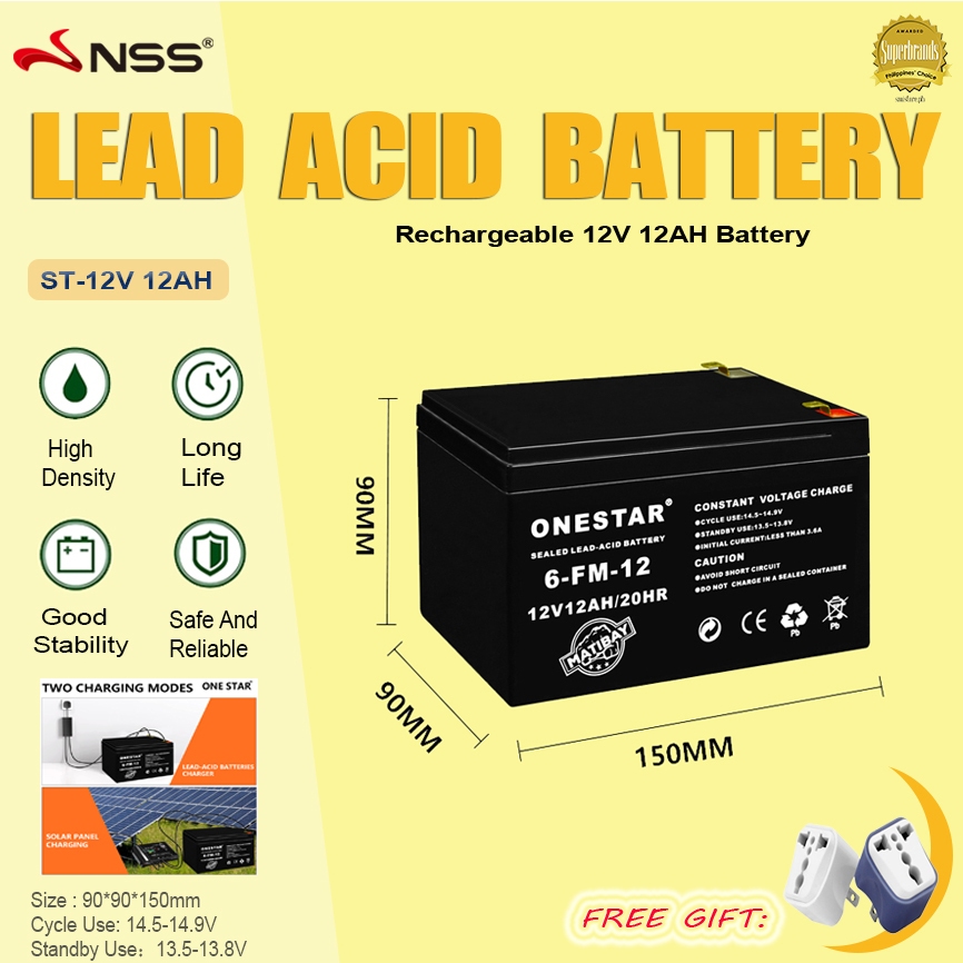 NSS Solar Battery 12V Household Sealed Lead Acid Battery Portable ...