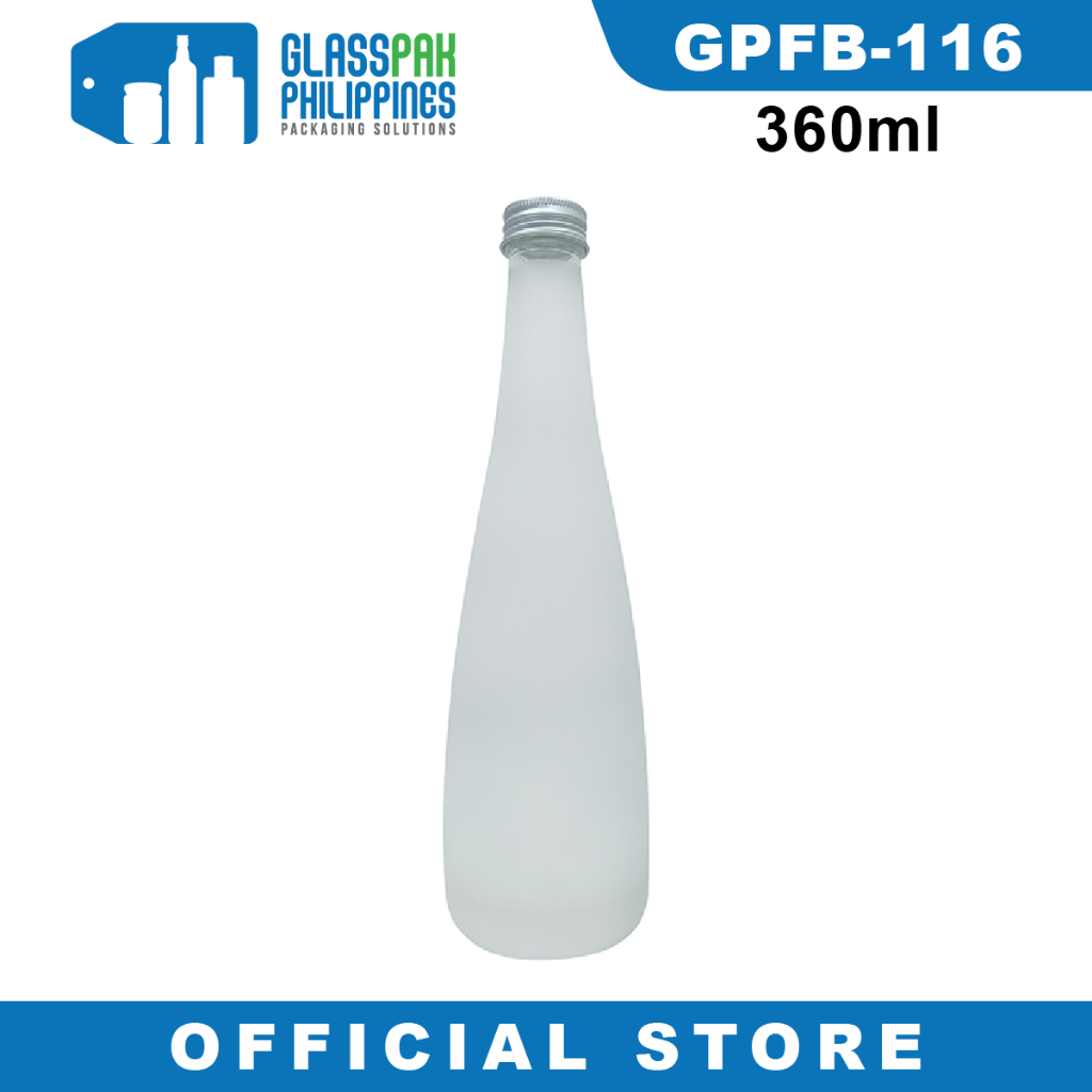 Glasspak 360ML Curved Tapered Beverage Bottle Frosted Reusable Empty ...