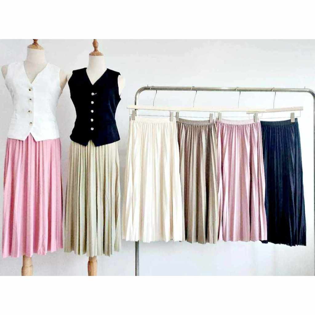 rexel Casual Pleated Electric Pleats Maxi Skirt for Women - fits XS to ...