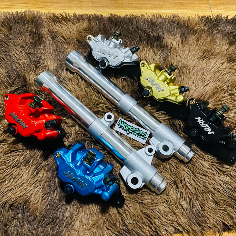 AMR Lighten Front Shock Plain Silver With Nissin Caliper for wave 125 ...