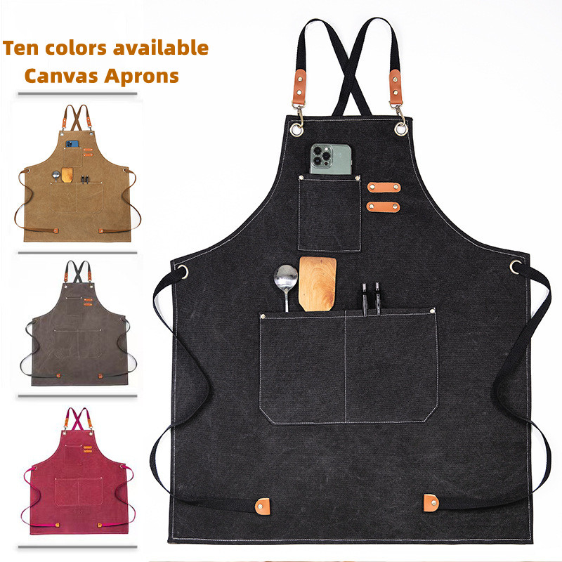 Cotton Canvas Full Body Oil Resistant Apron Home Kitchen Gardening Work Denim apron | Shopee ...
