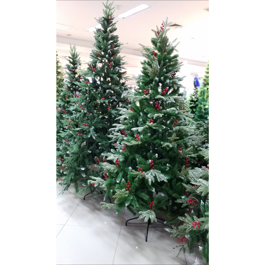 4ft/5ft/6ft New Snowy Artificial Delta Pine Christmas Tree w/Red ...