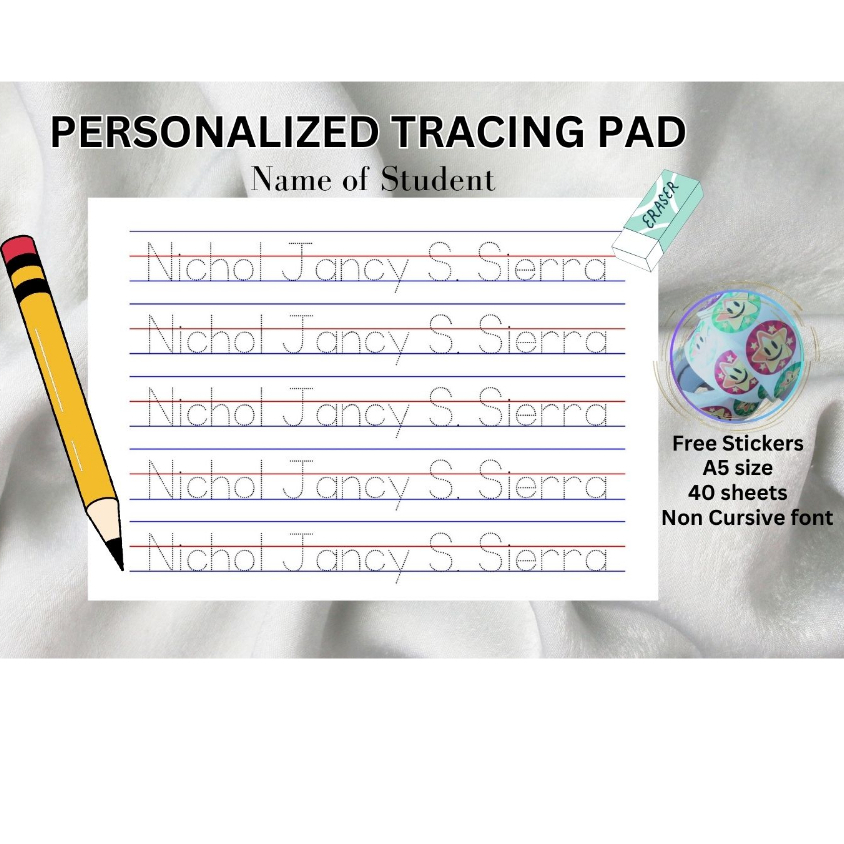 Customized Name, Letters Tracing Pad for beginners, Cursive & Non ...
