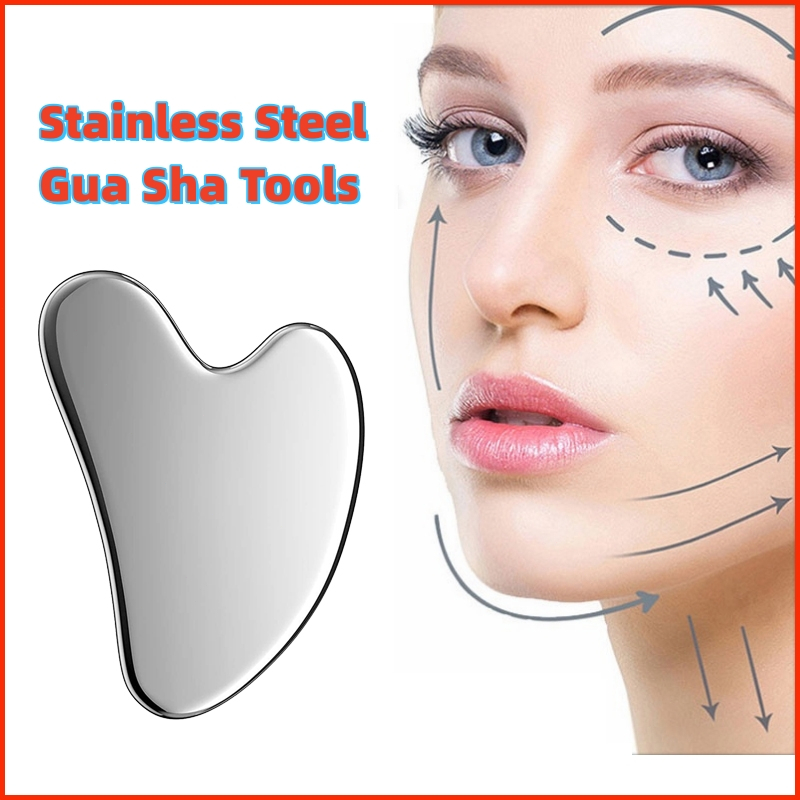 Stainless Steel GuaSha Heart Shaped Face Gua Sha Scraping Massage Tool ...
