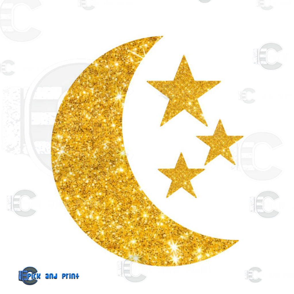 Glitter / Metallic Moon & Stars Cut Outs for DIY party Backdrop party ...