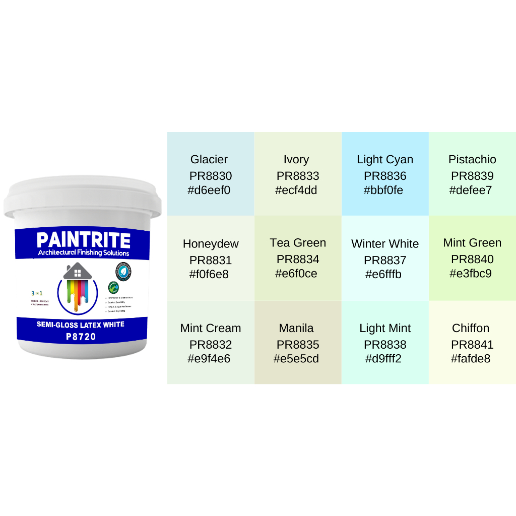 Paintrite Gloss Latex Paints 4L Color Palette #12 | Shopee Philippines