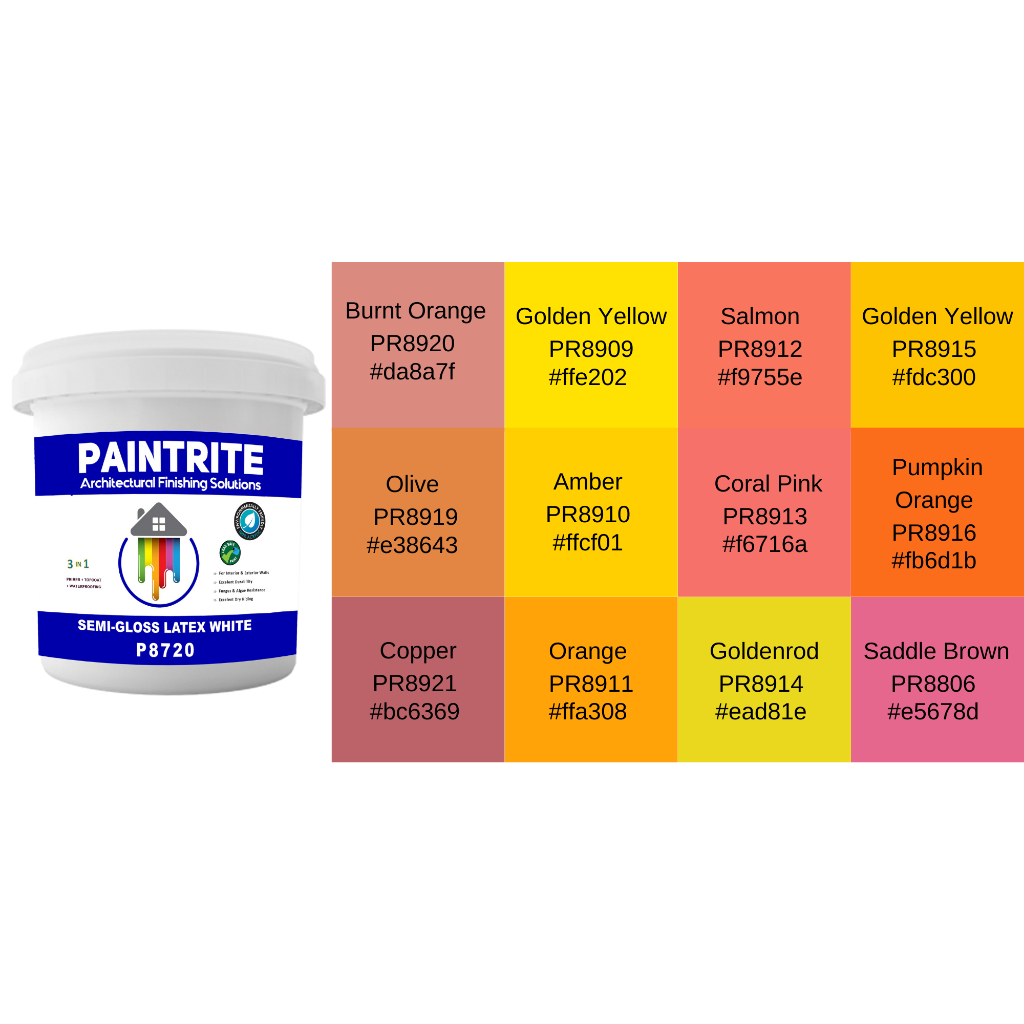 Paintrite Gloss Latex Paints 1L Color Palette #17 | Shopee Philippines