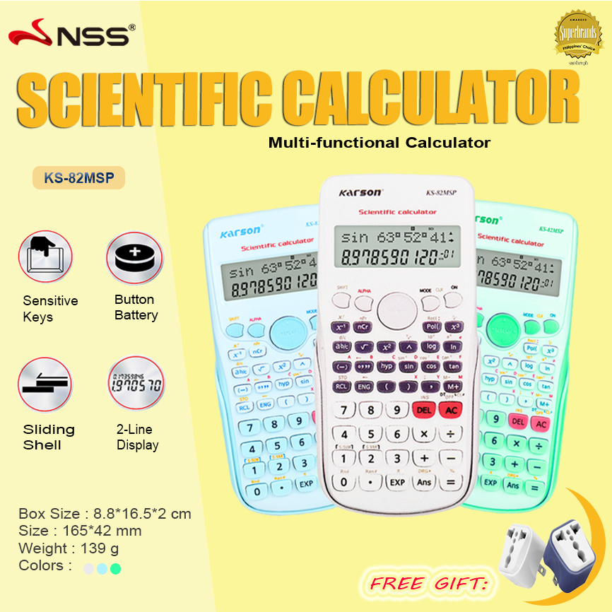 KARSON Colorful Scientific Calculator 240 Functions 2-Line Display ...