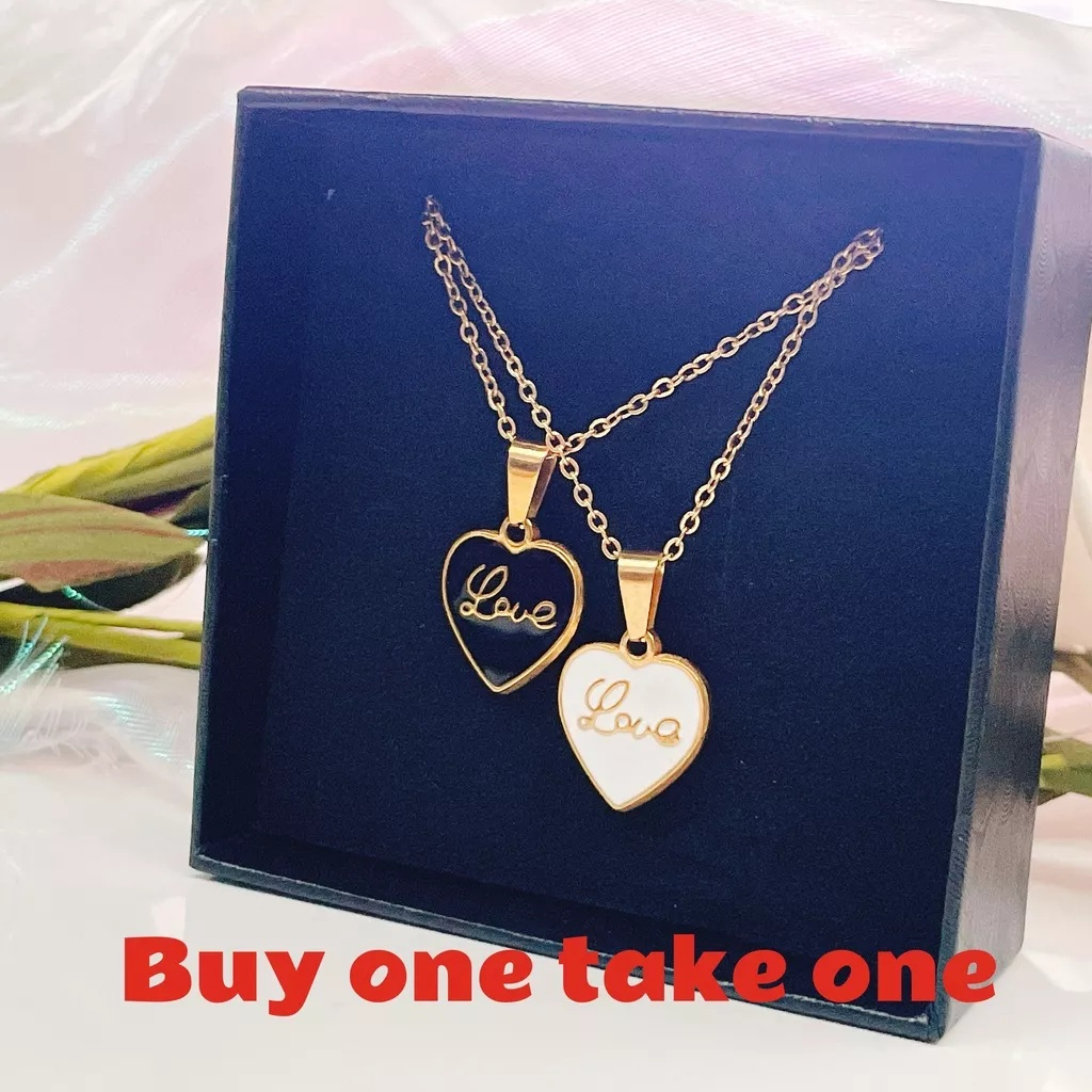 Buy One Take One Stainless Steel Necklace For Unisex With Box | Shopee ...