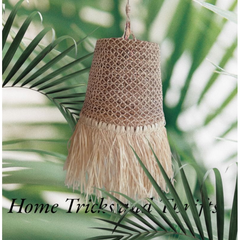 Boho Big Eyelet-Bucket Abaca Pendant Lamp | Shopee Philippines
