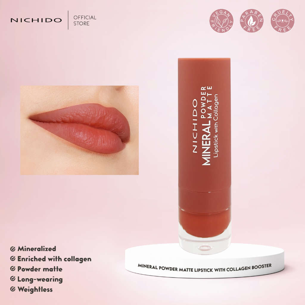 NICHIDO Mineral Powder Matte Lipstick With Collagen Booster (Adore You ...