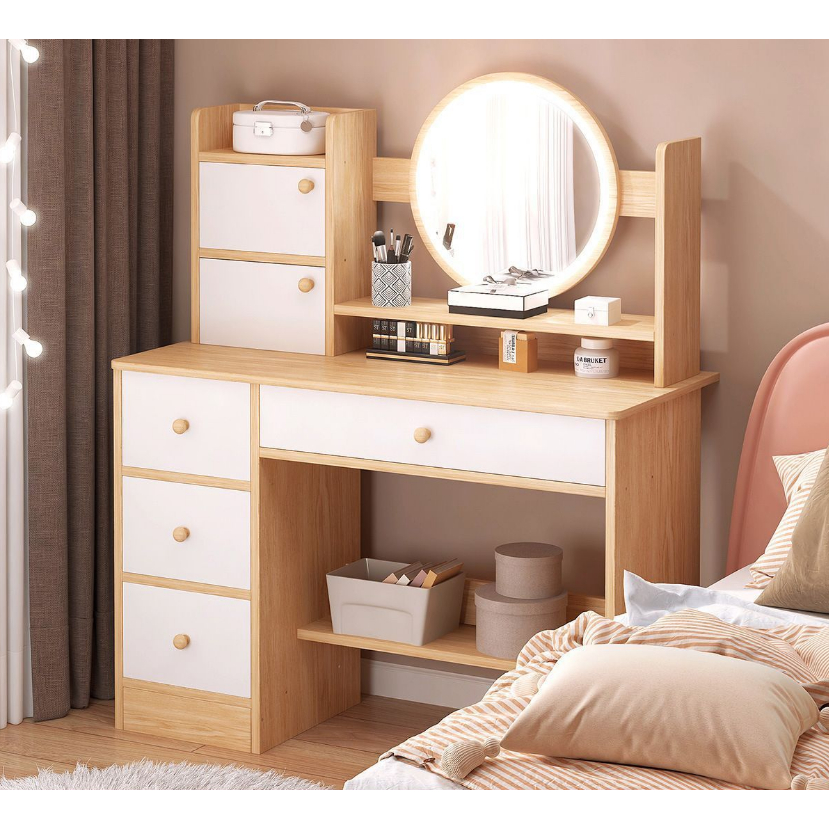 Makeup Vanity Desk with Mirror and Light Dressing table with Drawer and ...