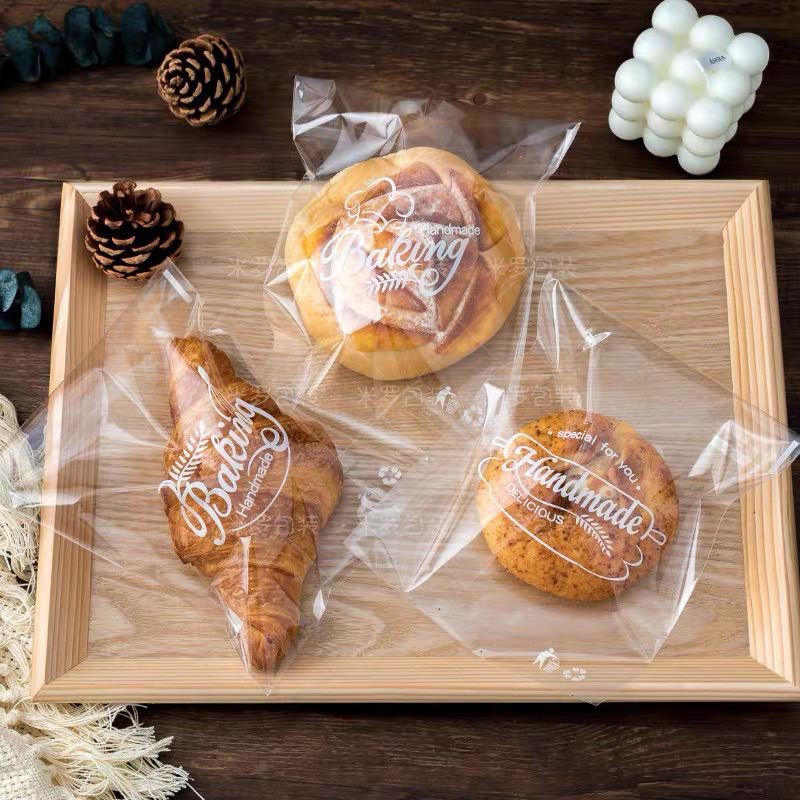 100pcs Handmade Baking Design with Adhesive Food Packaging Bread Cookie ...