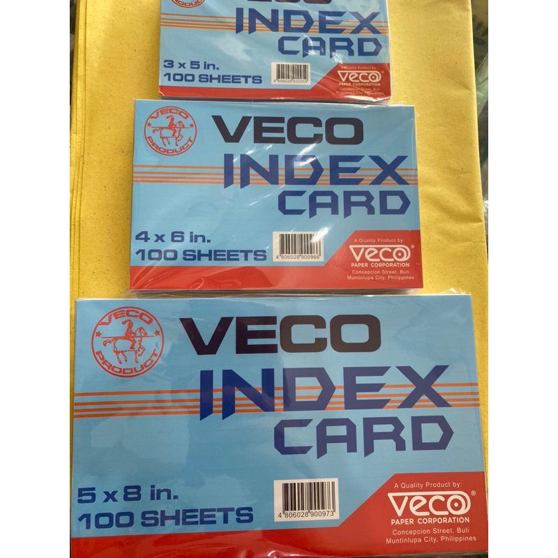 1 pack (100 pcs) Index card 3x5 / 4x6 / 5x8 Veco/Asian (random ...