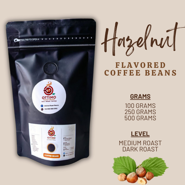 Hazelnut Flavored Coffee Beans - Medium and Dark Roast - 100g/250g/500g ...