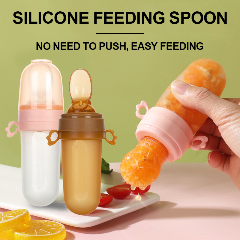 3 in1 Baby Feeder Safety Silicone Feeding Spoon Food Rice Cereal Bottle ...
