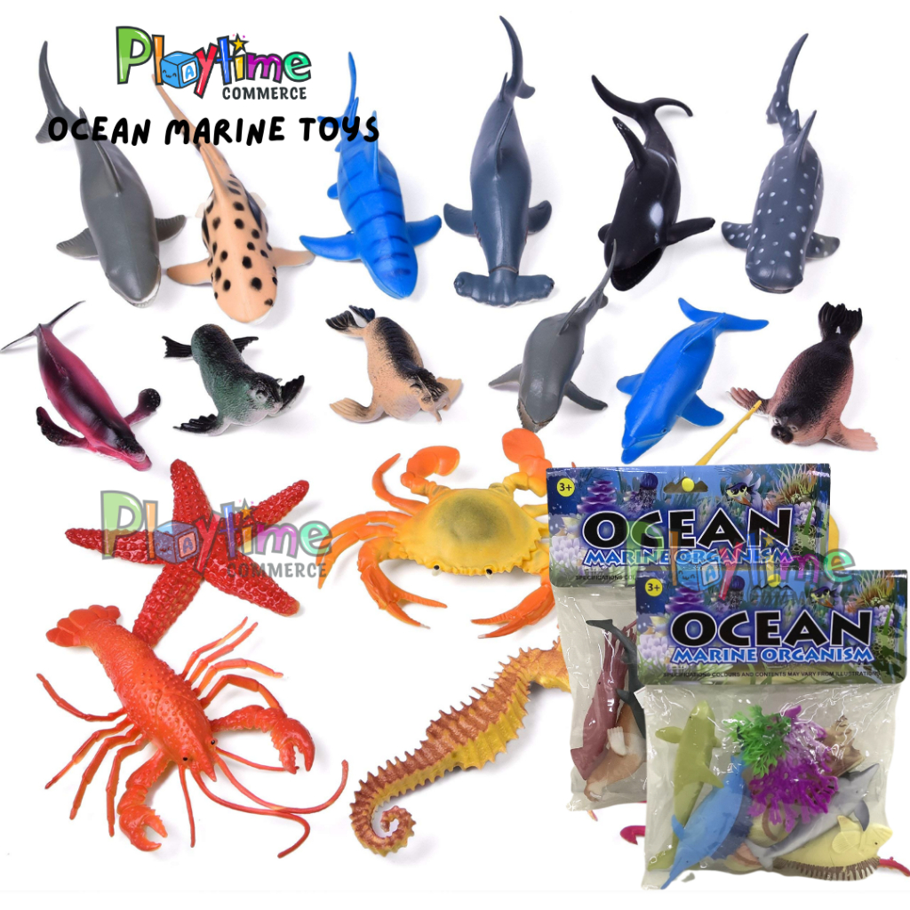 Ocean Animals Sea Animals Simulation 6 in 1 Rubberized Toys Science ...